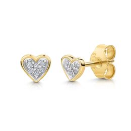 Paar Ohrstecker Diamonds by Ellen K. "585/- Gelbgold bicolor 12 Brill. 0,052ct. Herz", gold (gelb, wei&szlig;), Ohrringe, Damen, one-size, 0,05 SI = kleine Einschl&uuml;sse, Gold