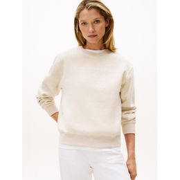 Sweatshirt Tommy Hilfiger "MDRN REG CORP LOGO C-NK SWTSHRT", Damen, Gr. XL (42), heather oatmilk, Sweatware, Obermaterial: 63% Baumwolle, 37% Polyester, meliert, regular fit h&uuml;ftlang, Rundhals, Rippb&uuml;ndchen, Sweatshirts Sweatshirt, mit Logoschriftzug