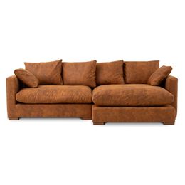 Ecksofa Home Affaire "Coray", braun (cognac), B:266cm H:80cm T:153cm, 100% Polyester, Sofas, Ecksofa, Breite 266 cm, extra weich und kuschelig, mit Federn und Daunen