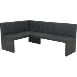 Eckbank Hela "MELANIE", schwarz (vintage anthrazit, vintage anthrazit), B:200cm H:90cm T:61cm, 100% Polyester, Sitzb&auml;nke, Eckbank, Vintage Optik