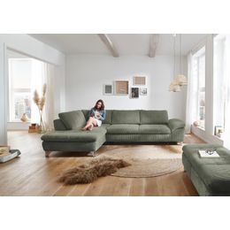 Ecksofa DIE PLANBAR "MP-IN14007, Breite 306 cm", cord forest, B:306cm H:84cm T:197cm, 100% Polyester, Sofas, Ecksofa, wahlweise mit Bettfunktion und verstellbaren Kopfst&uuml;tzen