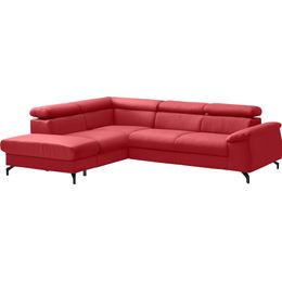 Ecksofa COTTA "Kitty L-Form, B: 249 cm", rot, B:249cm H:72cm T:207cm, Microfaser (100% Polyester);Flachgewebe (100% Polyester), Sofas, Ecksofa, mit Kopfteilverstellung, optional Bettfunktion & Bettkasten