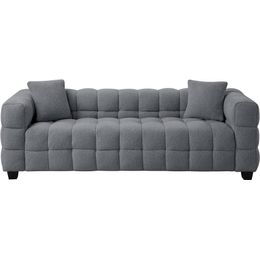 3-Sitzer "Stella", grau, B:206cm H:63cm T:79cm, ATLANTIC HOME COLLECTION, Sofas, inkl. 2 Zierkissen und mit modernem Teddy Stoff