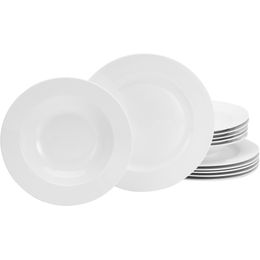 Tafelservice Creatable "Fleur Roya", beige (creme), 12 Stk., Porzellan, Geschirr-Sets, Tafelservice, Teller Set, extrem d&uuml;nn, leicht, lichtdurchl&auml;ssig