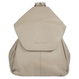 Cityrucksack Bruno Banani, Damen, Gr. B/H/T: 20cm x 27cm x 12cm, onesize, beige, Leder, Rindsleder, Rucks&auml;cke Cityrucksack, echt Leder