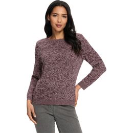 Damen Ajourpullover mit Herzchen burgund-puder-meliert, Gr&ouml;&szlig;e 40
