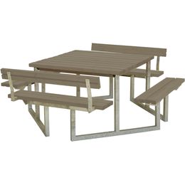Garten-Essgruppe Plus "&raquo;Twist&laquo; Kombim&ouml;bel mit 2 R&uuml;ckenlehnen", grau (graubraun ral 7023 transparent), B:227cm H:76cm T:204cm, Sitzm&ouml;bel-Sets, 204x227x76/45 cm