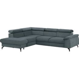 Ecksofa COTTA "Kitty L-Form, B: 249 cm", grau (niagara), B:249cm H:72cm T:207cm, Microfaser (100% Polyester);Flachgewebe (100% Polyester), Sofas, Ecksofa, mit Kopfteilverstellung, optional Bettfunktion & Bettkasten