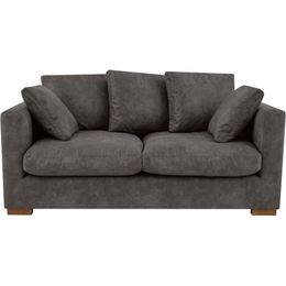 2-Sitzer Home Affaire "Coray", grau (anthrazit), B:175cm H:80cm T:113cm, 100% PES, Sofas, extra weich und kuschelig, F&uuml;llung mit Federn und Daunen