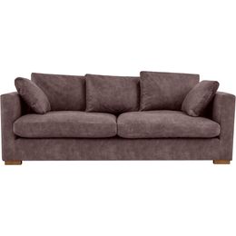 2,5-Sitzer Home Affaire "Coray", braun (dunkelbraun), B:220cm H:80cm T:113cm, 100% PES, Sofas, extra weich und kuschelig, F&uuml;llung mit Federn und Daunen