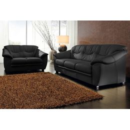 Sit & More Polstergarnitur SIT & MORE "Savona, B: 148 bzw. 198 cm", schwarz, NaturLEDER, Sitzm&ouml;bel-Sets, Set: 2- & 3er-Sofa, mit Federkern