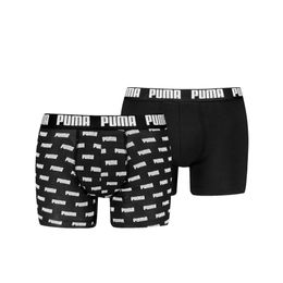 Boxershorts Puma "Puma MEN EVERYDAY LOGO PRINT BOXERS 2P", Herren, Gr. XL, schwarz, Single Jersey, Obermaterial: 95% Baumwolle, 5% Elasthan, k&ouml;rpernah, Unterhosen, 1x uni und 1x allover Logodruck
