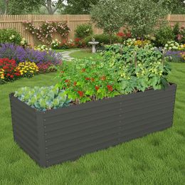 Hochbeet Konifera "Emmy", bodenloses Gartenbeet aus verzinktem Stahl", grau (hellgrau), B:190cm H:60cm T:80cm, Stahl, Pflanzgef&auml;&szlig;e, mit Verstrebungen f&uuml;r mehr Stabilit&auml;t, in zwei Farben