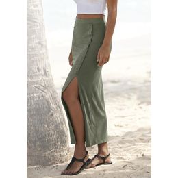Buffalo Midirock beige Gr. 46 f&uuml;r Damen. Mit Zierkn&ouml;pfe. Figurumspielend. Nachhaltig.