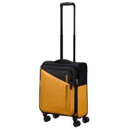 Weichgep&auml;ck-Trolley American Tourister "DARING DASH 55 exp", Gr. B/H/T: 40cm x 55cm x 25cm 39 l, schwarz (schwarz, gelb), Recycle-Polyester, Koffer, Handgep&auml;ck-Koffer Reisegep&auml;ck Koffer TSA-Zahlenschloss erweiterbar