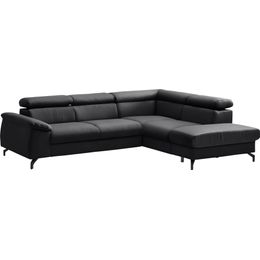 Ecksofa COTTA "Kitty L-Form, B: 249 cm", schwarz, B:249cm H:72cm T:207cm, Microfaser (100% Polyester);Flachgewebe (100% Polyester), Sofas, Ecksofa, mit Kopfteilverstellung, optional Bettfunktion & Bettkasten