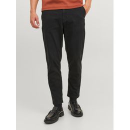 Jack & Jones Chinos JACK & JONES "JPSTACE JJHARLOW CHINO NOOS", Herren, Gr. 31, L&auml;nge 34, schwarz, Web, Obermaterial: 98% Baumwolle, 2% Elasthan, unifarben, bequem kn&ouml;chellang, Hosen