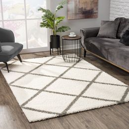 Hochflor-Teppich Sanat "Madrid", beige (creme), B:80cm H:30mm L:150cm, Kunstfaser, Teppiche, Wohnzimmer, Langflor, Shaggy Teppich