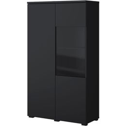 Vitrine OTTO HOME "Modo, Breite 80 cm, moderner griffloser Vitrineschrank", schwarz, B:80cm H:140cm T:34,5cm, FSC-zertifizierter Holzwerkstoff, Glas, Melamin, Metall, Schr&auml;nke, Vitrine, Vitrine mit viel Stauraum, Einlegeb&ouml;den verstellbar, Glast&uuml;r