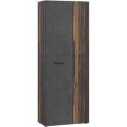 Mehrzweckschrank FORTE "NET306", grau (old, wood vintage betonoptik dunkelgrau), B:68,7cm H:181,1cm T:36,5cm, Holzwerkstoff, Schr&auml;nke, Mehrzweckschrank, Mehrzweckschrank, inklusive Einlegb&ouml;den, verschiedene Dekore