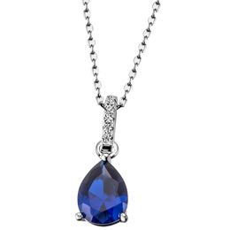 Kette mit Anh&auml;nger Firetti "Schmuck Geschenk Silber 925 Halsschmuck Halskette Ankerkette Tropfen", bunt (silberfarben, kristallwei&szlig;, dunkelblau), Halsketten, Damen, Silber 925 (Sterlingsilber), L: 45 B: 1,2mm, mit Zirkonia (synth.), B:1,2mm