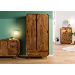 Kleiderschrank Sheesham 90x45x180 hellbraun lackiert MAILAND #110