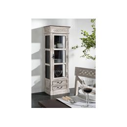 Vitrine Mango / Akazie 55x40x165 wei&szlig; gewachst CASTLE-ANTIK #207