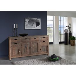 Sideboard Sheesham 180x45x95 grau ge&ouml;lt NATURE GREY #84