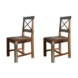 Stuhl Altholz 45x45x95 mehrfarbig lackiert NATURE OF SPIRIT #26, 2er Set