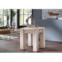 Hocker Akazie 40x40x45 white stone get&uuml;ncht NATURE WHITE #10