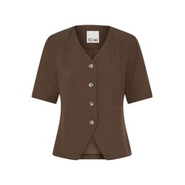 Blusenblazer Ichi "Blazer IHFAVA", Damen, Gr. 40, schwarz (slate schwarz melange), Obermaterial: 95% Polyester PES. 5% Elasthan EL., Blazer Blusenblazer