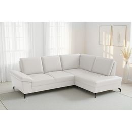 Sit & More Ecksofa SIT & MORE "Chelsea L-Form, B: 249 cm, Leder", reinwei&szlig;, B:249cm H:89cm T:190cm, Sofas, Ecksofa, optional mit Bettfunktion und Bettkasten