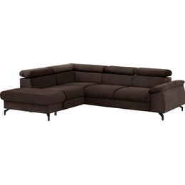 Ecksofa COTTA "Kitty L-Form, B: 249 cm", braun (espresso), B:249cm H:72cm T:207cm, Microfaser (100% Polyester);Flachgewebe (100% Polyester), Sofas, Ecksofa, mit Kopfteilverstellung, optional Bettfunktion & Bettkasten
