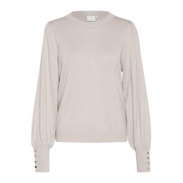 Strickpullover Kaffe "Strickpullover KAlizza", Damen, Gr. XL, grau (elephant skin melange), Obermaterial: 80% Viskose CV. 20% Nylon NY., Pullover Strickpullover