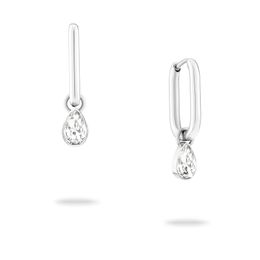 Paar Creolen ECHTZEIT "Schmuck Geschenk Edelstahl Ohrringe Like Diamonds Tropfen", silber (silberfarben, kristallwei&szlig;, kristallwei&szlig;), Ohrringe, Damen, Edelstahl, mit Zirkonia (synth.) - Einh&auml;nger abnehmbar