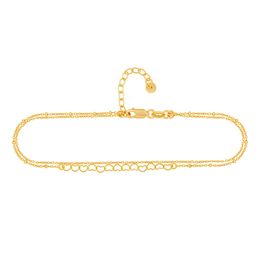 CAI Fu&szlig;kette CA&Iuml; "925 Silber vergoldet zweireihig Herzen", gelb, Fu&szlig;ketten, Damen, 22+3cm, Silber 925 (Sterlingsilber), gl&auml;nzend