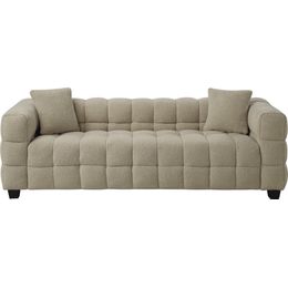 3-Sitzer "Stella", braun (creme, braun), B:206cm H:63cm T:79cm, ATLANTIC HOME COLLECTION, Sofas, inkl. 2 Zierkissen und mit modernem Teddy Stoff