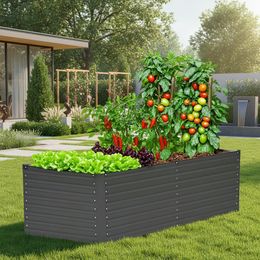 Hochbeet Konifera "Emmy", bodenloses Gartenbeet aus verzinktem Stahl", grau (anthrazit), B:150cm H:60cm T:80cm, Stahl, Pflanzgef&auml;&szlig;e, mit Verstrebungen f&uuml;r mehr Stabilit&auml;t, in zwei Farben
