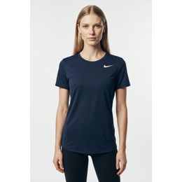 T-Shirt Nike "W NK DF RLGD SS TEE", Damen, Gr. L, wei&szlig; (midnight navy, wei&szlig;), Jersey, Obermaterial: 100% Polyester, normal, Rundhals, Shirts T-Shirt, sportlicher Stil, Kurzarm, f&uuml;r Fitness, Fu&szlig;ball, Yoga und Laufen