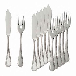 Villeroy & Boch Fischbesteck VILLEROY & BOCH "Fischbesteck Kreuzband Septfontaines 6er Set silber", silber, 12, Essbesteck-Sets, Sp&uuml;lmaschinenfest