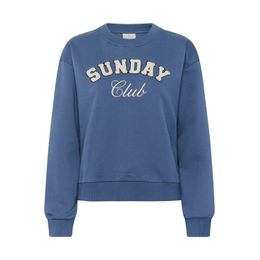 Sweatshirt Kaffe "Sweatshirt KAelenora", Damen, Gr. S, blau (bering sea, club embdunkel), Obermaterial: 85% Baumwolle CO. 15% Polyester PES., Sweatshirts Sweatshirt