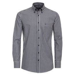 Langarmhemd Casamoda "Casamoda Freizeithemd kariert", Herren, Gr. M, Normalgr&ouml;&szlig;en, blau (graues dunkelblau), 100% Baumwolle, kariert, comfort fit, Hemden