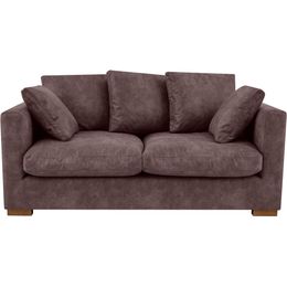 2-Sitzer Home Affaire "Coray", braun (dunkelbraun), B:175cm H:80cm T:113cm, 100% PES, Sofas, extra weich und kuschelig, F&uuml;llung mit Federn und Daunen