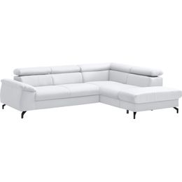 Ecksofa COTTA "Kitty L-Form, B: 249 cm", wei&szlig;, B:249cm H:72cm T:207cm, Microfaser (100% Polyester);Flachgewebe (100% Polyester), Sofas, Ecksofa, mit Kopfteilverstellung, optional Bettfunktion & Bettkasten