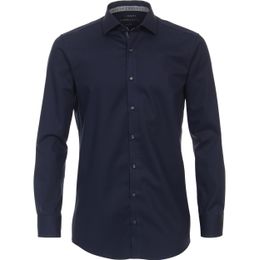 Businesshemd Venti "Venti Businesshemd uni", Herren, Gr. 39, Normalgr&ouml;&szlig;en, blau (dunkelblau), 88% Baumwolle, 12% Elasthan (LYCRA), unifarben, schmal, Hemden