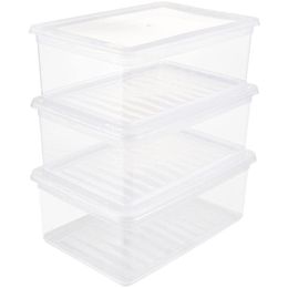 Aufbewahrungsbox keeeper "bea, clearbox mit Air Control-System", transparent, B:26,5cm H:14cm T:39cm, Polypropylen, Aufbewahrungsboxen, Aufbewahrungsbox, 3 x 11 l, stapelbar, 39 x 26,5 x14 cm