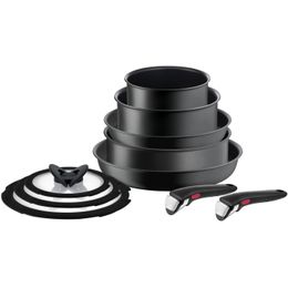 Topf-Set Tefal "Ingenio Ultimate, Topf und Pfannenset abnehmbarer Griff, stapelbar", schwarz, H:24cm, T&ouml;pfe, platzsparend, Pfannenset Induktion mit Antihaftversiegelung, L76491