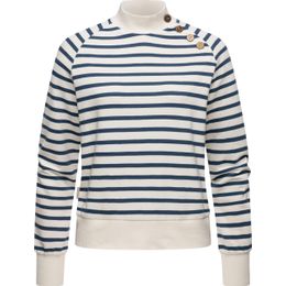 Sweatshirt Ragwear "Majjorka", Damen, Gr. 4XL (48), wei&szlig; (sanftes wei&szlig;), Sweatware, Material: 85% Baumwolle, 15% Polyester, oversize h&uuml;ftlang, hoch geschlossener Ausschnitt, &Auml;rmel ohne &Auml;rmelschlitz Rippb&uuml;ndchen, Sweatshirts Sweatshirt, Stylisches Damen Langarmshirt mit Rippb&uuml;ndchen und Zierkn&ouml;pfen
