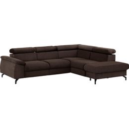 Ecksofa COTTA "Kitty L-Form, B: 249 cm", braun (espresso), B:249cm H:72cm T:207cm, Microfaser (100% Polyester);Flachgewebe (100% Polyester), Sofas, Ecksofa, mit Kopfteilverstellung, optional Bettfunktion & Bettkasten