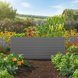 Hochbeet Konifera "Emmy", bodenloses Gartenbeet aus verzinktem Stahl", grau (hellgrau), B:150cm H:60cm T:80cm, Stahl, Pflanzgef&auml;&szlig;e, mit Verstrebungen f&uuml;r mehr Stabilit&auml;t, in zwei Farben